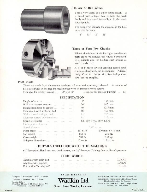 Wadkin Bursgreen BZL lathe with Cross Slide - Canadian Woodworking and ...